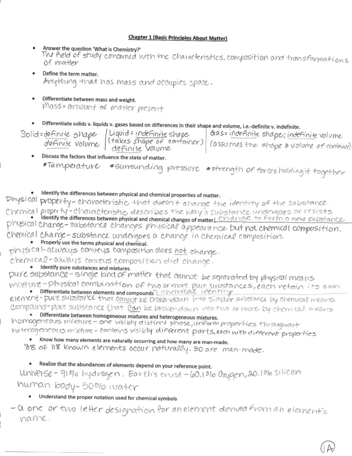 Filled in Study Guide-Chemistry - CHEM 1050 - Studocu