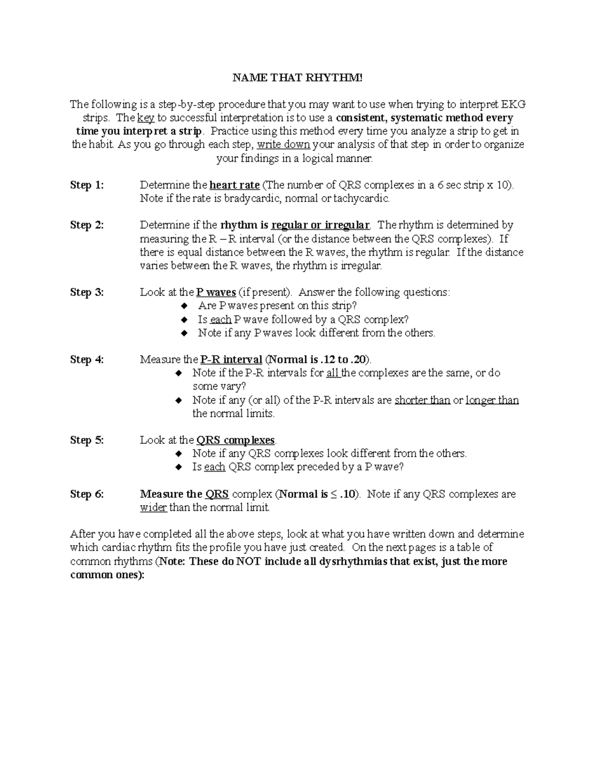 Basic EKG analysis - Heart rhythm disorders - NAME THAT RHYTHM! The ...