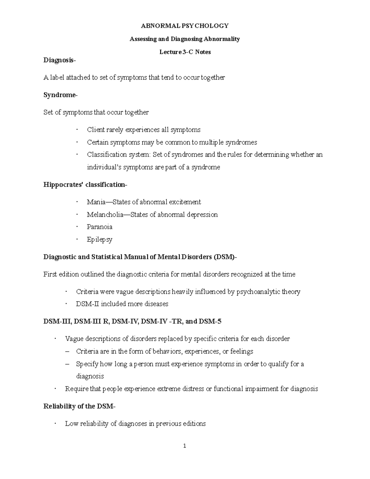 Abnormal-Psy Assessing-and-Diagnosing-Abnormality Lecture-3C - ABNORMAL ...