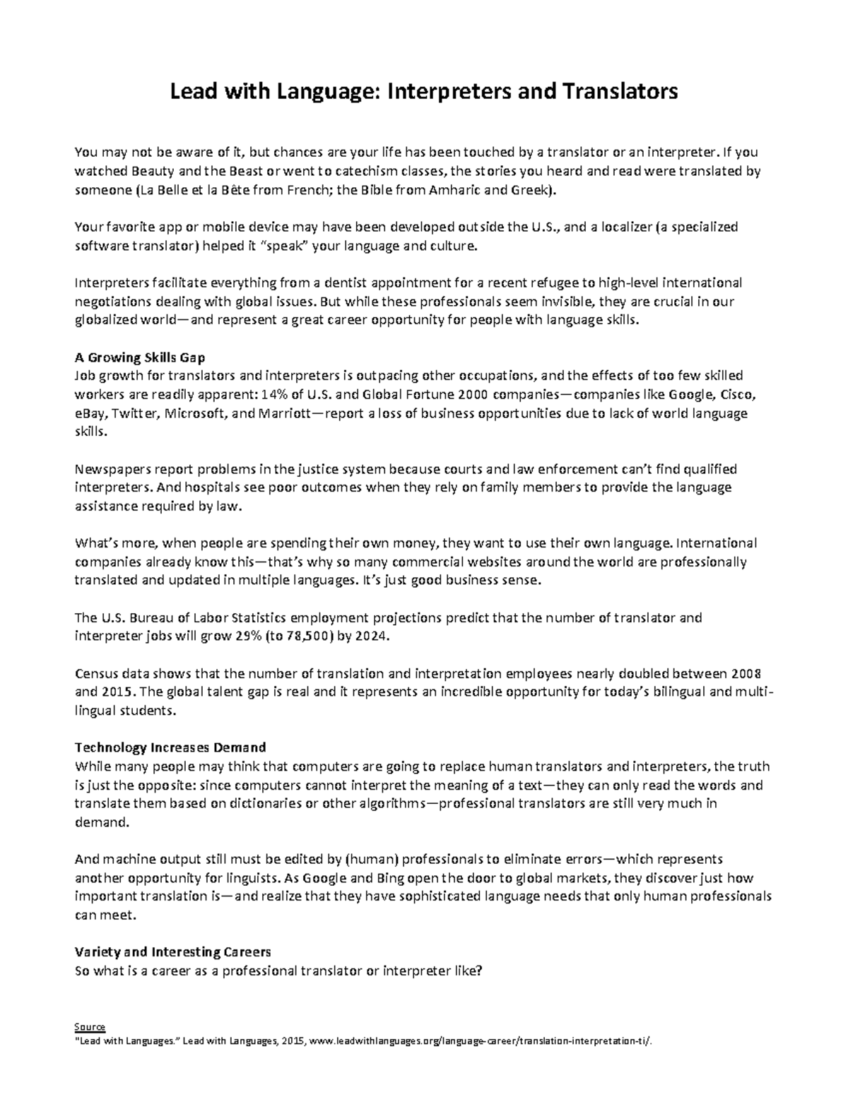 English seis - facil - Source “Lead with Languages.” Lead with ...