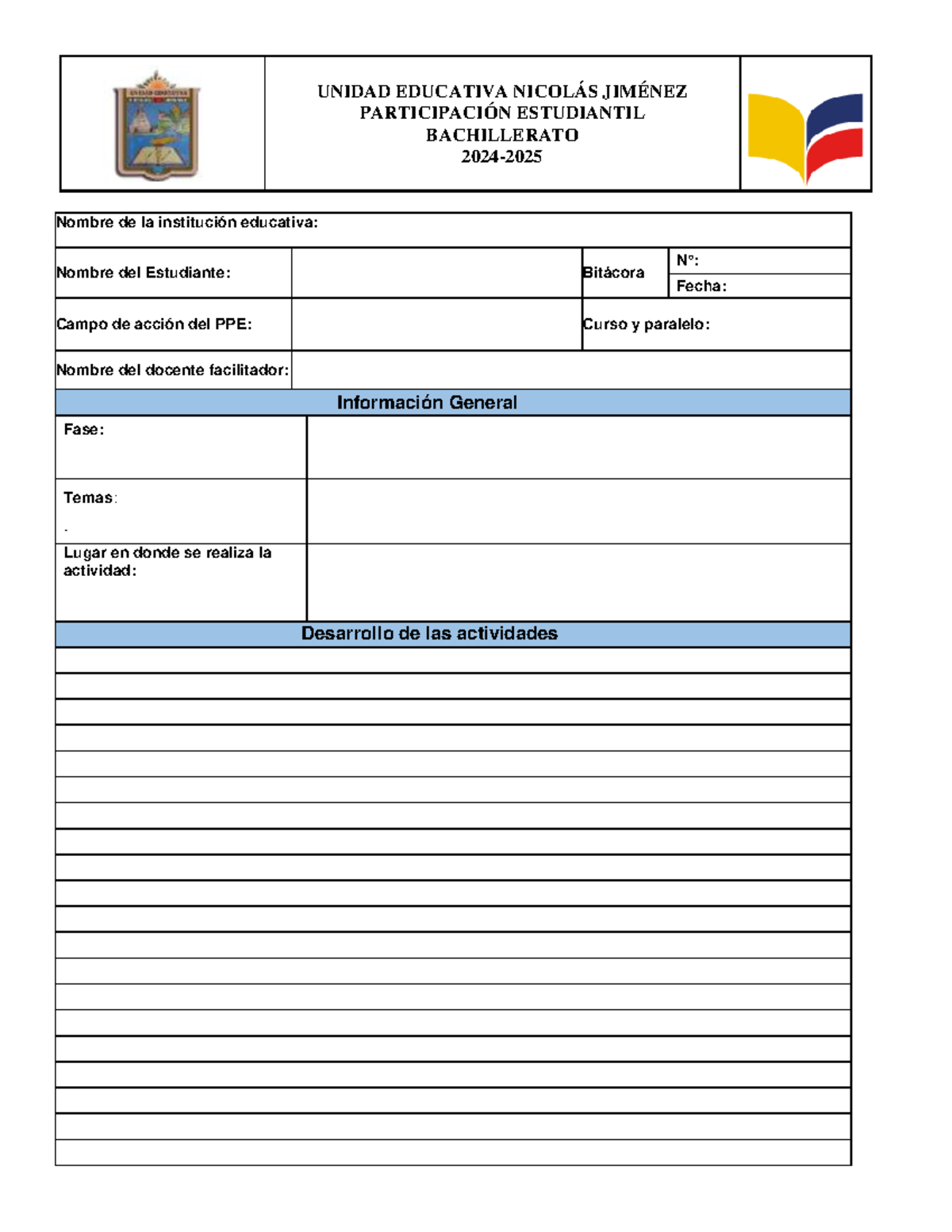 Modelo- Bitacora 2024 2025 - lengua y literatura - UNIDAD EDUCATIVA ...