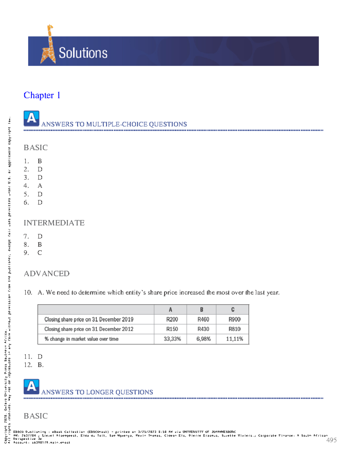 Chapter 1 Corporate Finance ASolutions - 495 12. 11. 10. 9. 8. 7. 6. 5 ...