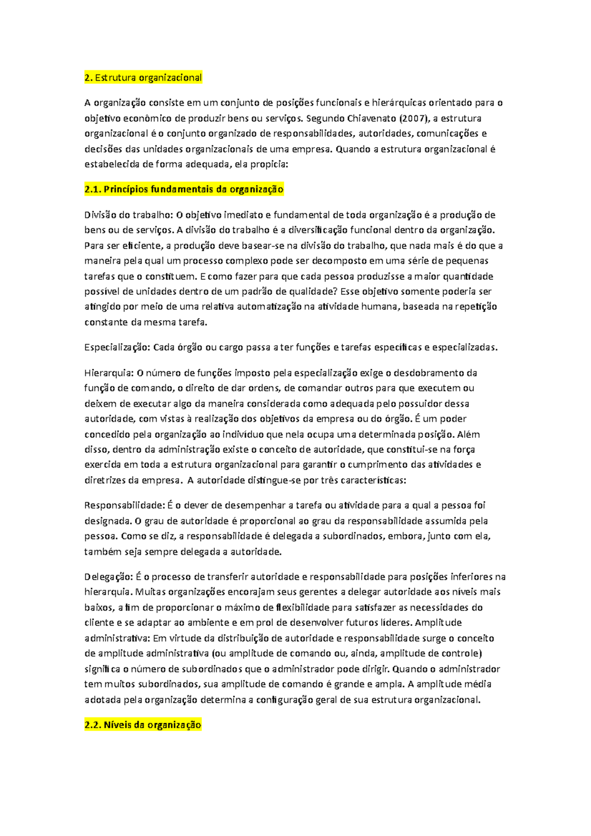 Apost. 2 - Estrutura organizacional A organização consiste em um ...