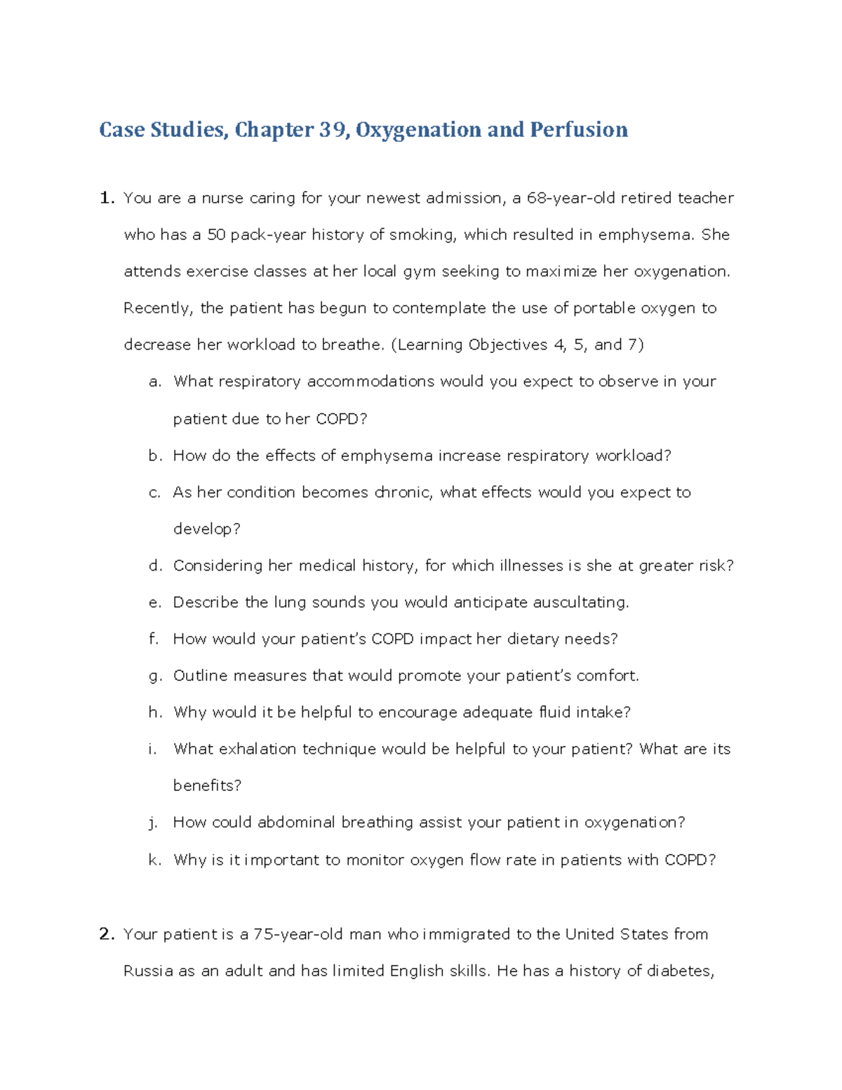 Chapter 39- Oxygenation and Perfusion Case Study - Case Studies ...