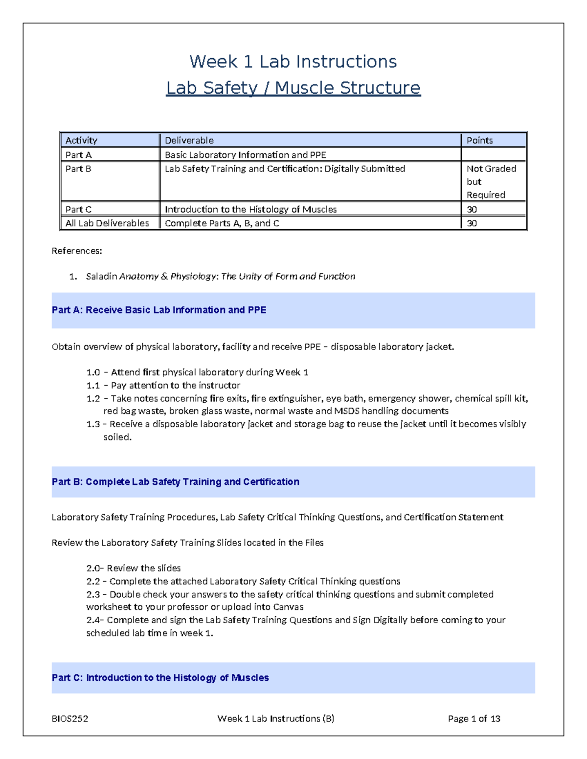A&P 2 Lab 1 - Lab answers - Week 1 Lab Instructions Lab Safety / Muscle Structure Activity - Studocu