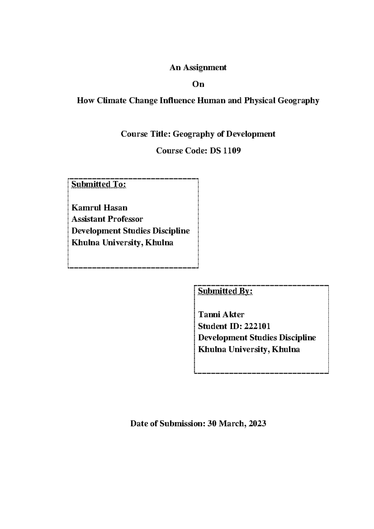 An Assignment Geography - An Assignment On How Climate Change Influence ...