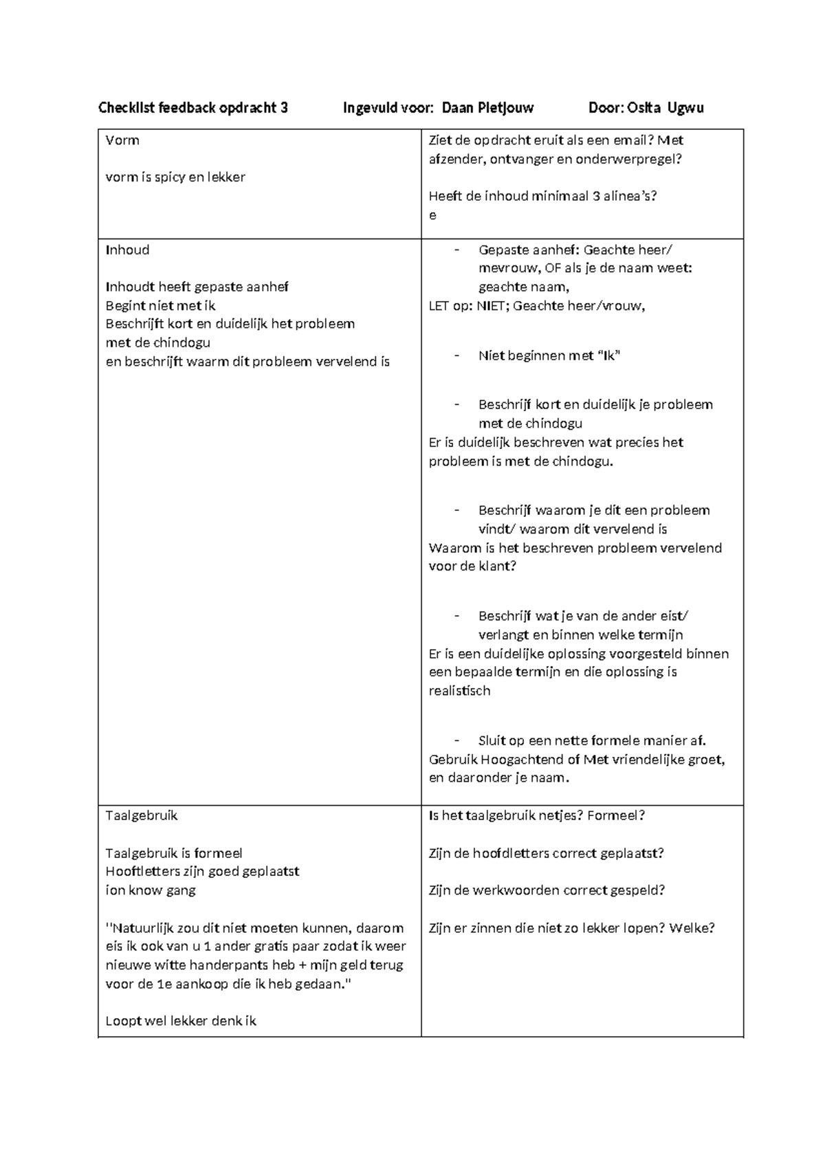 Checklist feedback opdracht 3 chindogu - Checklist feedback opdracht 3 ...