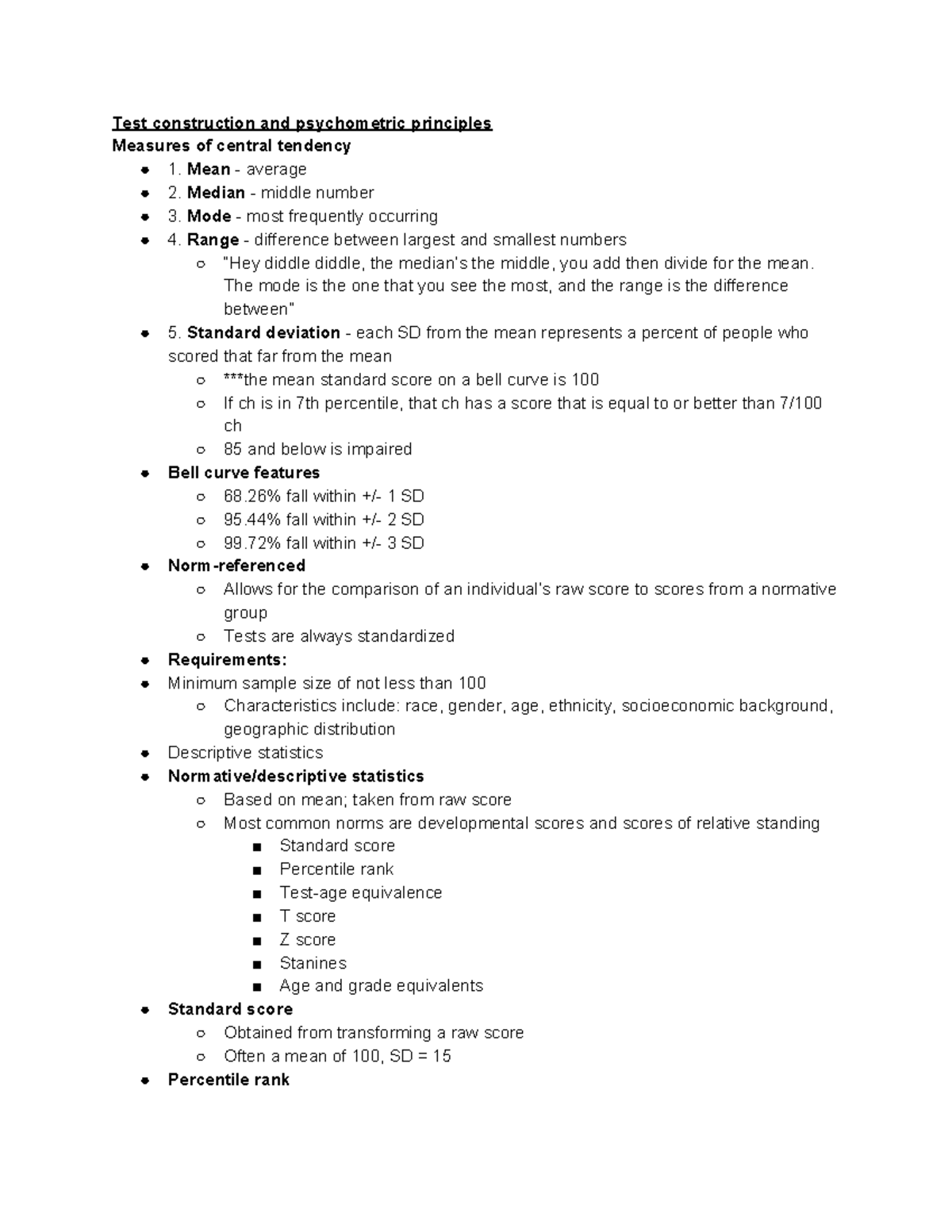 CSAD 147 - Lec 5 (9 13) - Lecture notes 5 - Test construction and ...