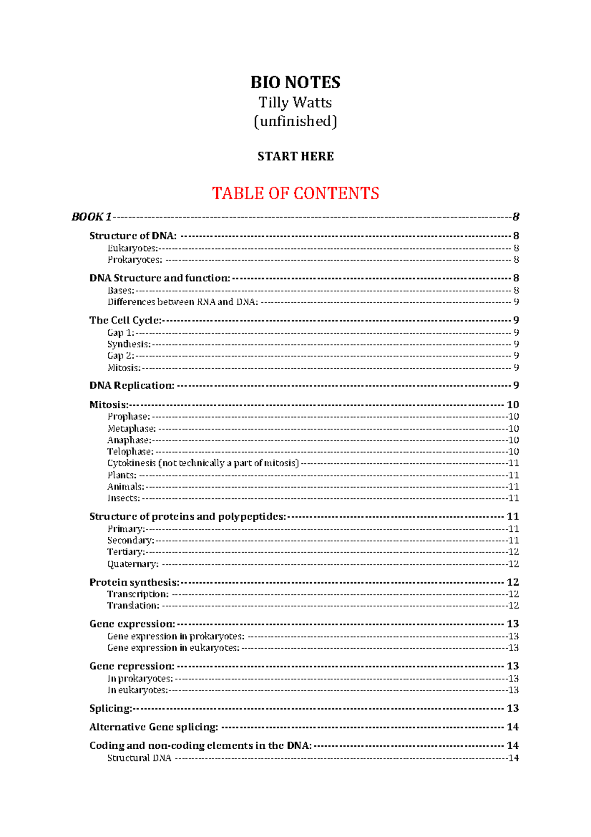 BIO Notes (unfinished)[61] - BIO NOTES Tilly Watts (unfinished) START ...