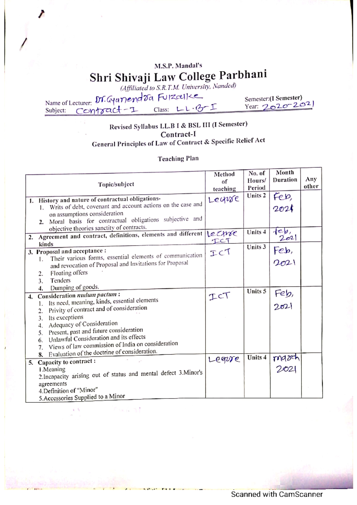 Law of contract syllabus - Studocu
