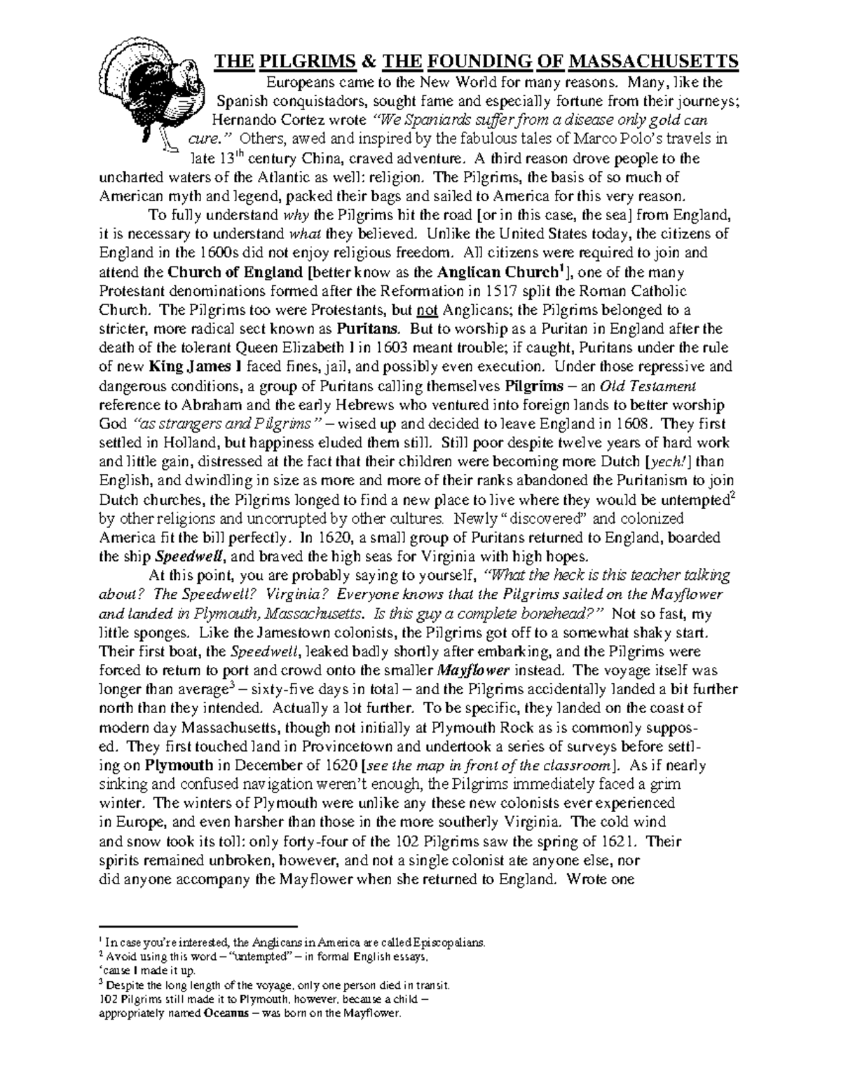 Pilgrams - jenkf - THE PILGRIMS & THE FOUNDING OF MASSACHUSETTS ...