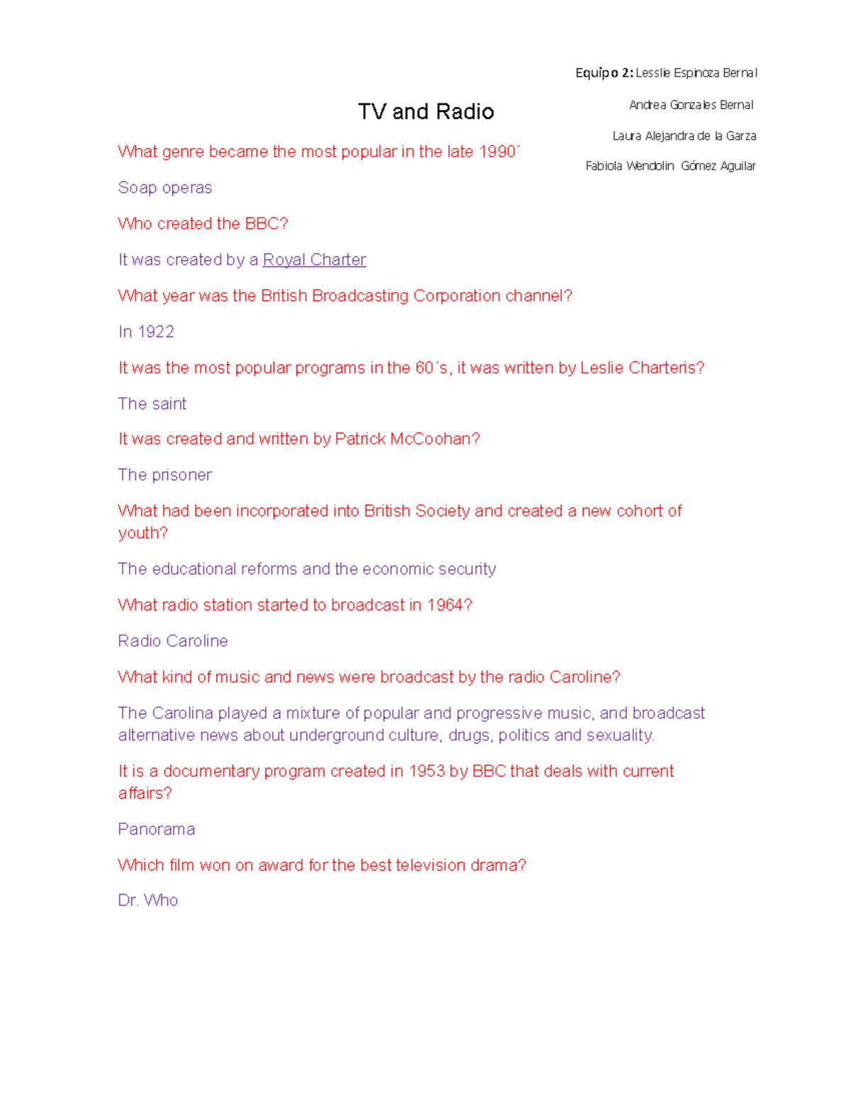 Tv y radio - TV and Radio What genre became the most popular in the ...