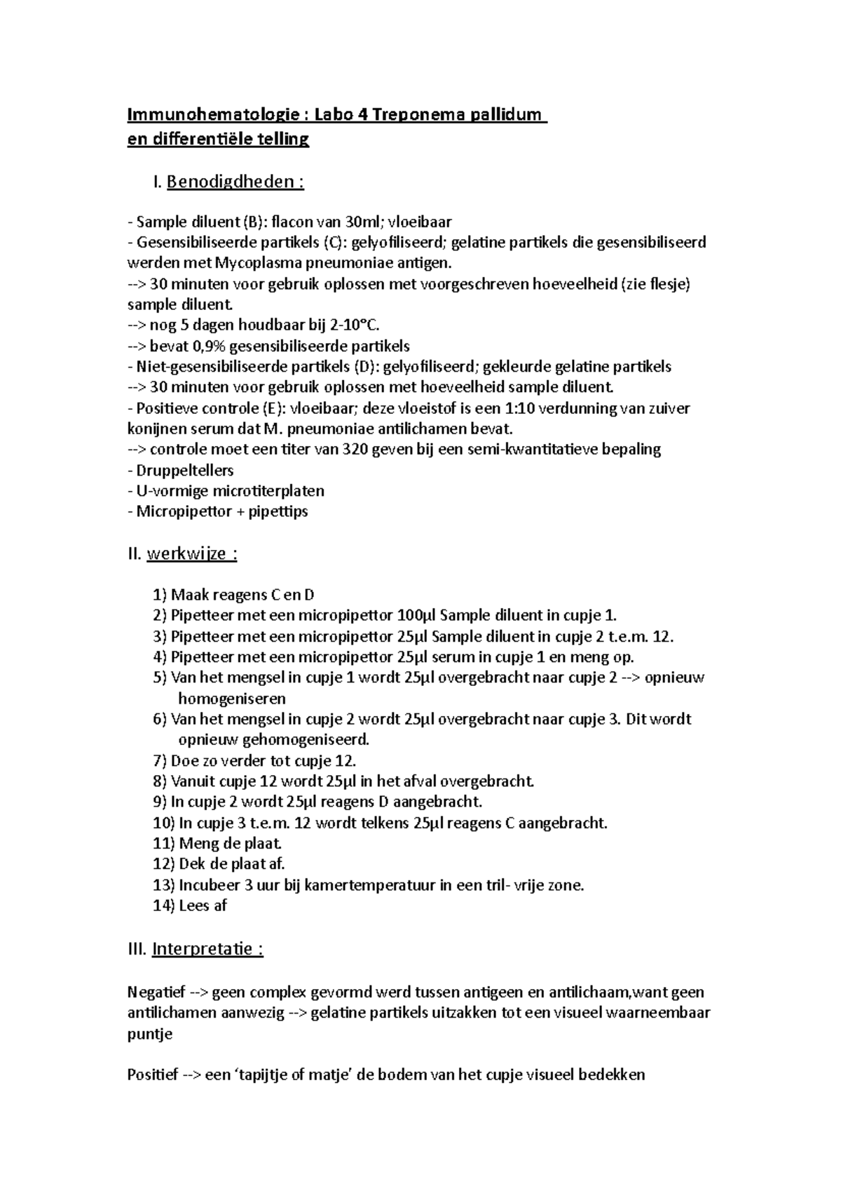 Immunohematologie labo 4 voorbereiding - Immunohematologie : Labo 4 ...
