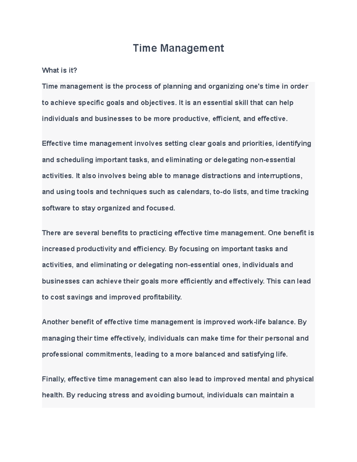 Chapter 13 part 15 - Time Management What is it? Time management is the ...