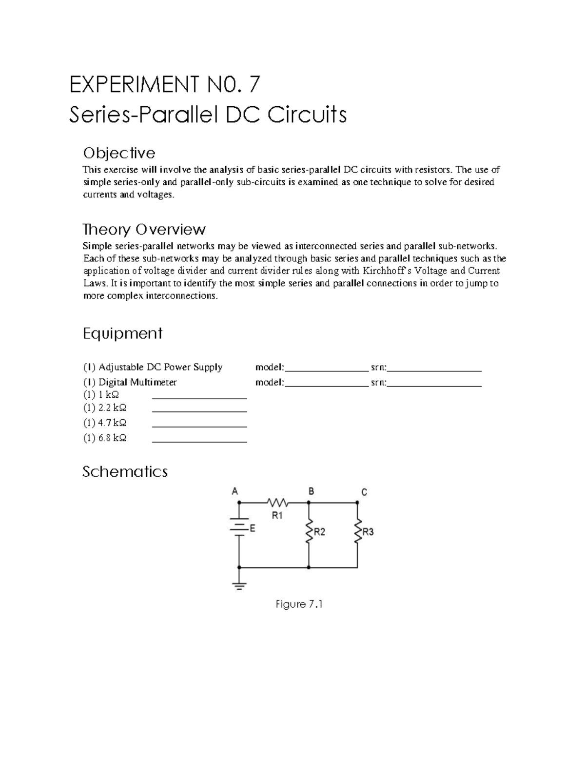 Experiment N0. 7 - Study well - EXPERIMENT N0. 7 Series-Parallel DC ...