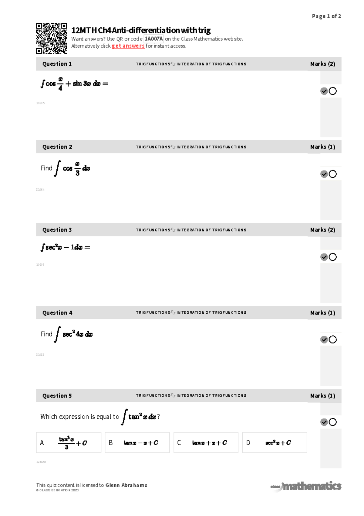 12MTH Ch4 Anti-differentiation with trig - Alternatively click g et ...