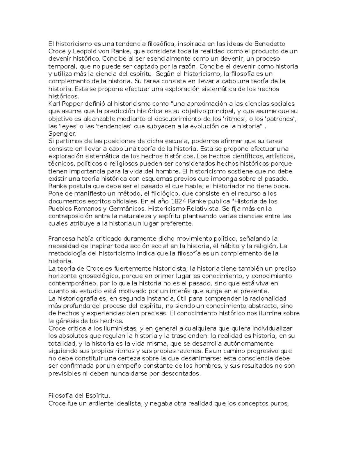 El historicismo es una tendencia filosófica - El historicismo es una ...