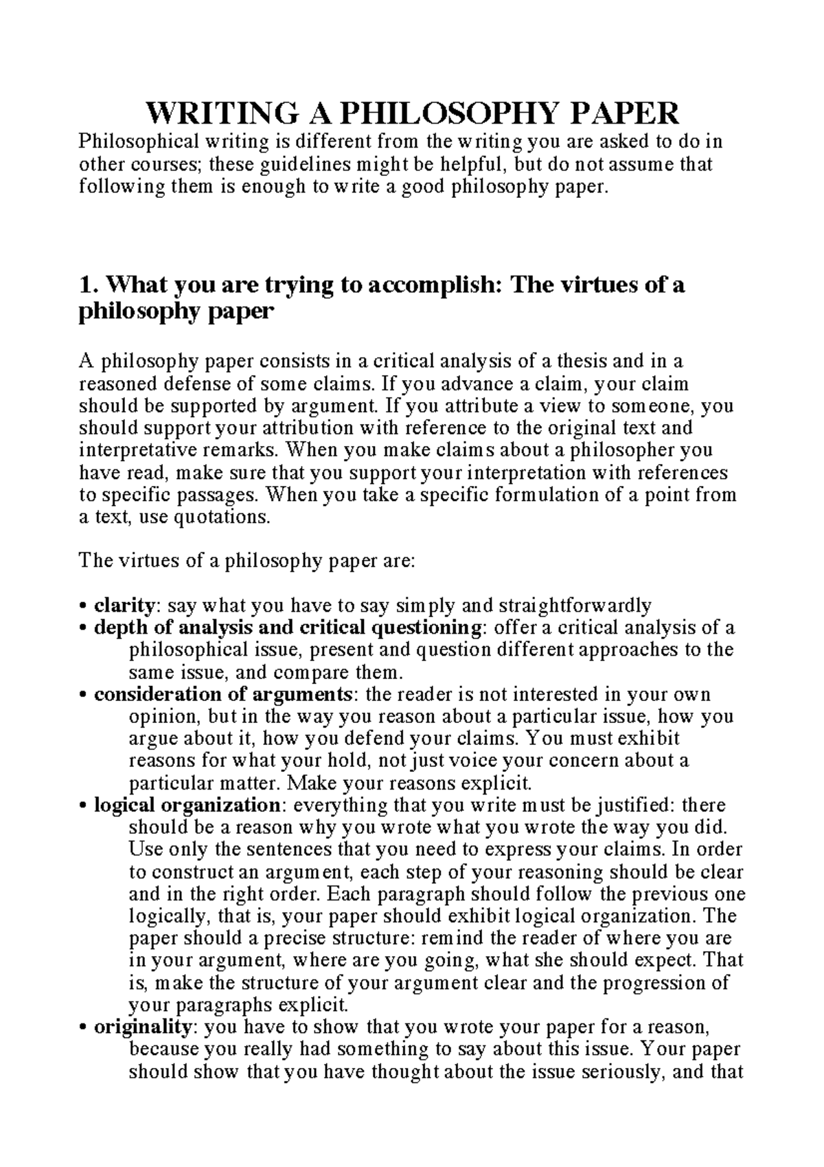 How to write a philosophy paper-Carla-Bagnoli - WRITING A PHILOSOPHY ...