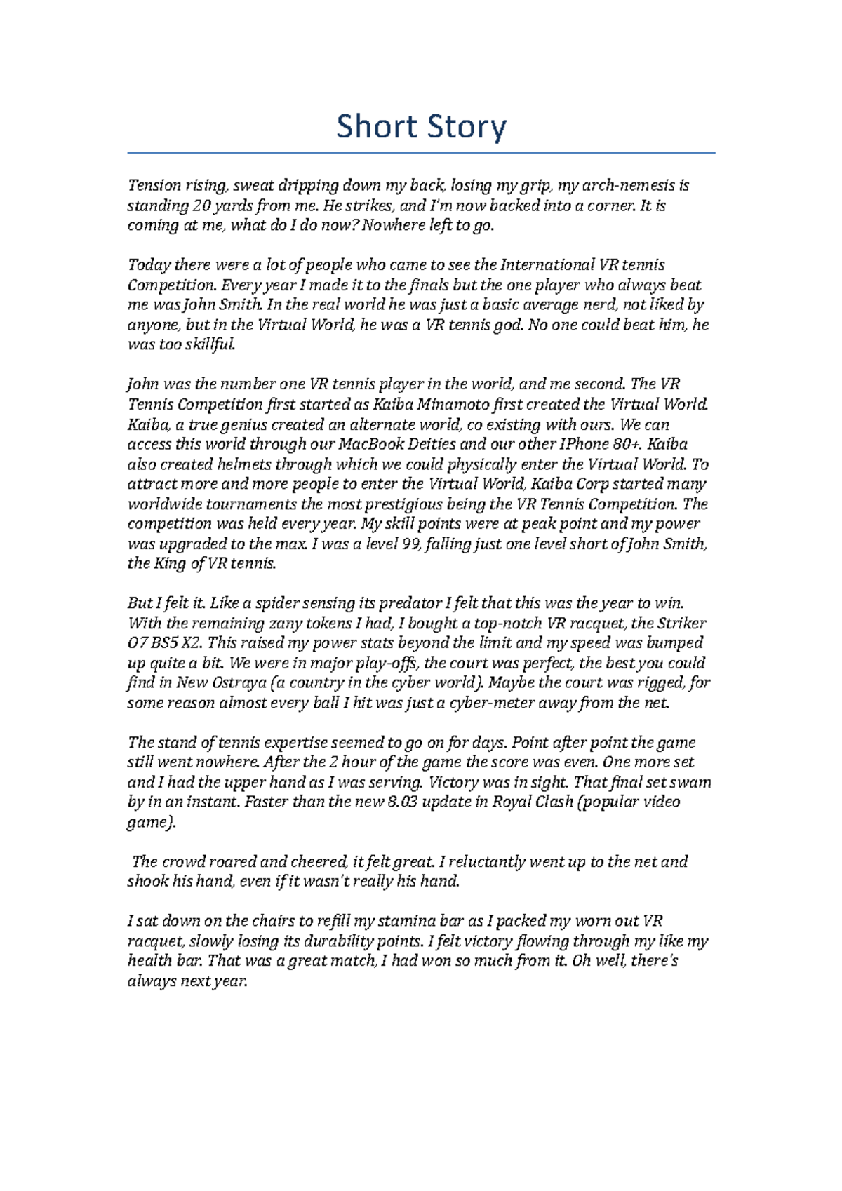 Short Story - Sci-fi creative - Short Story Tension rising, sweat ...