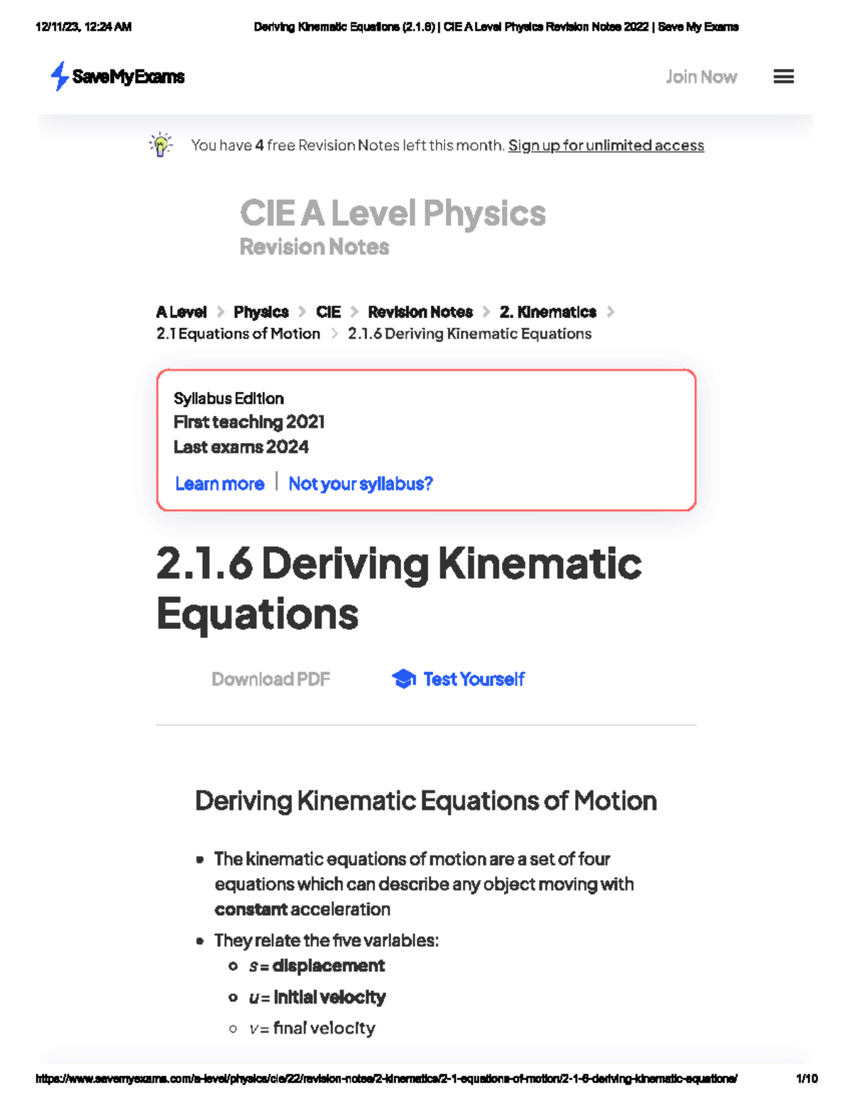 Equation of motion - nice note - General physics - Studocu