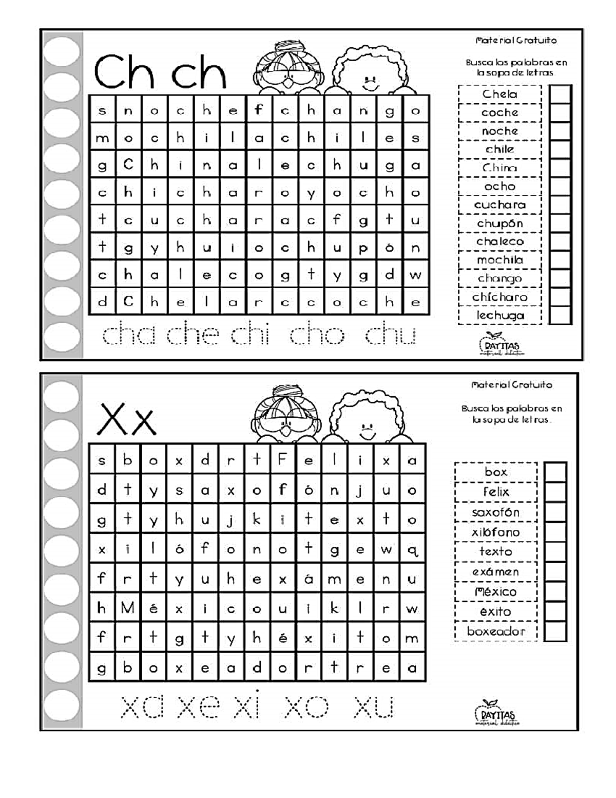 Sopas de letra - Notas de lectura - material Gratuito Ch ch Busca las ...