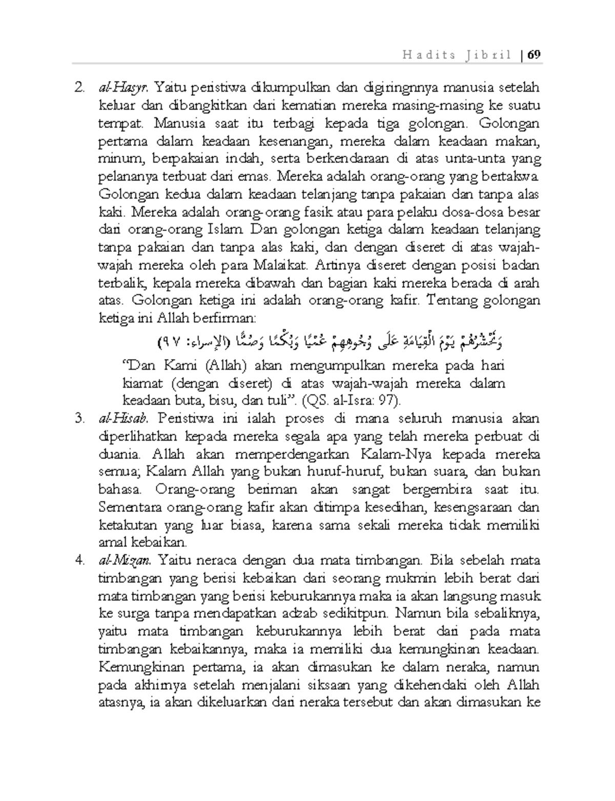 Tugas agama hadist jibril-81 - H a d i t s J i b r i l | 69 al-Hasyr ...