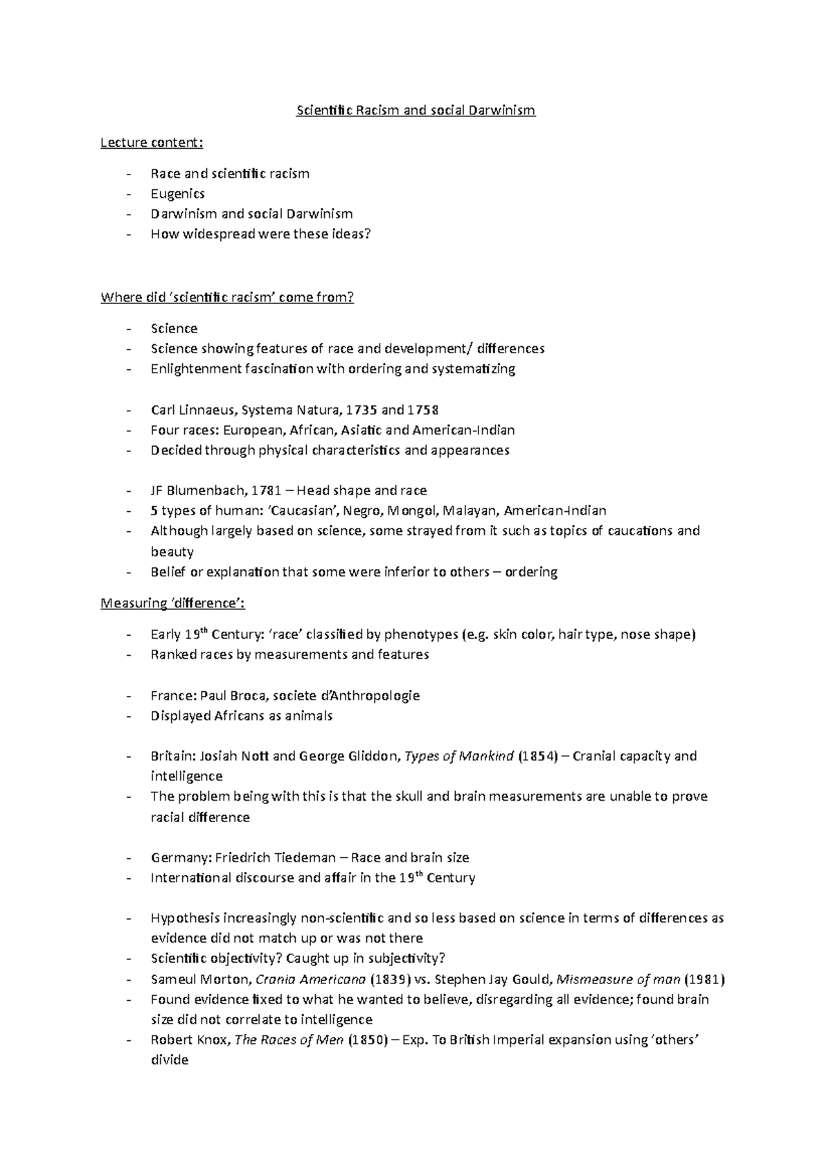 Scientific Racism and social Darwinism - skin color, hair type, nose ...