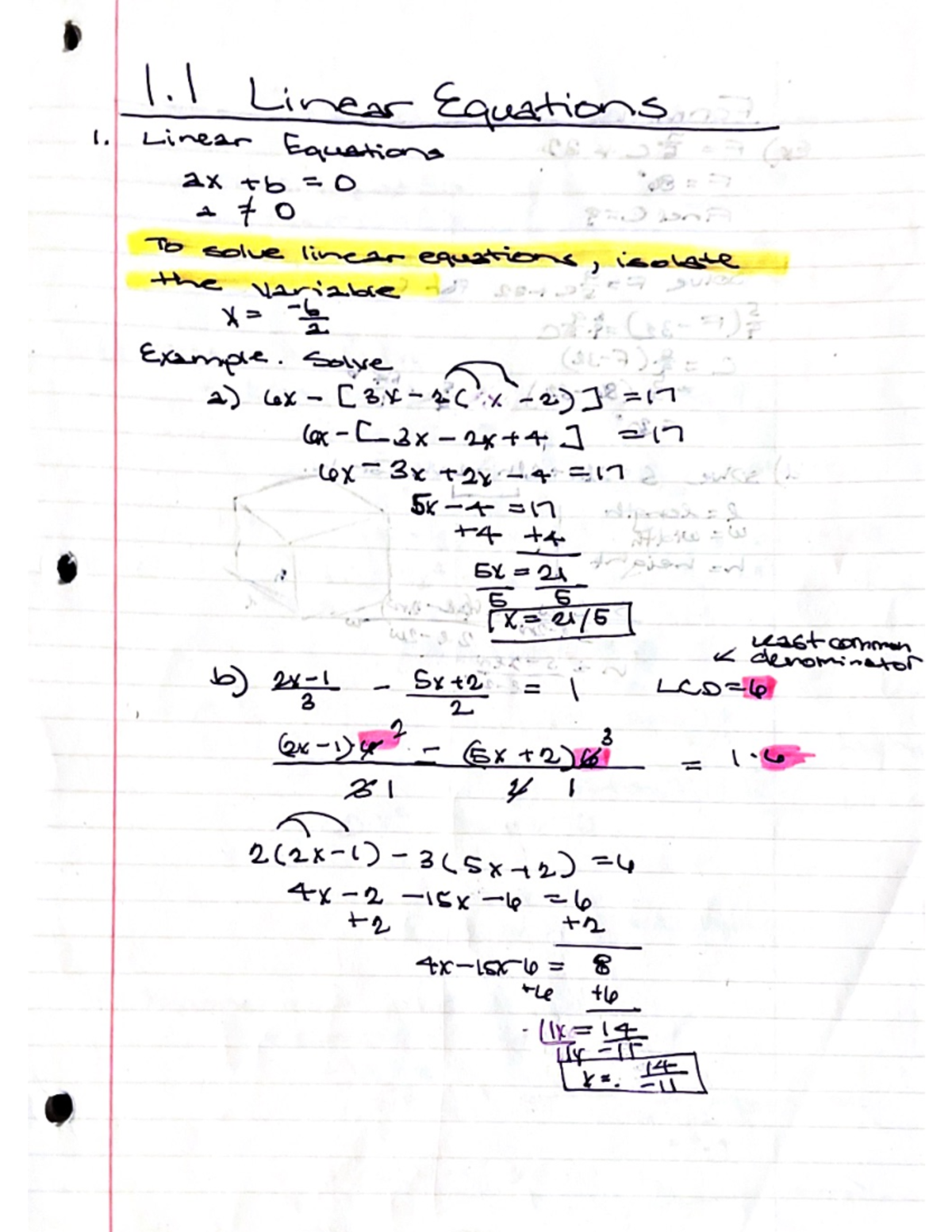Linear Equations - MATH 1401 - Studocu