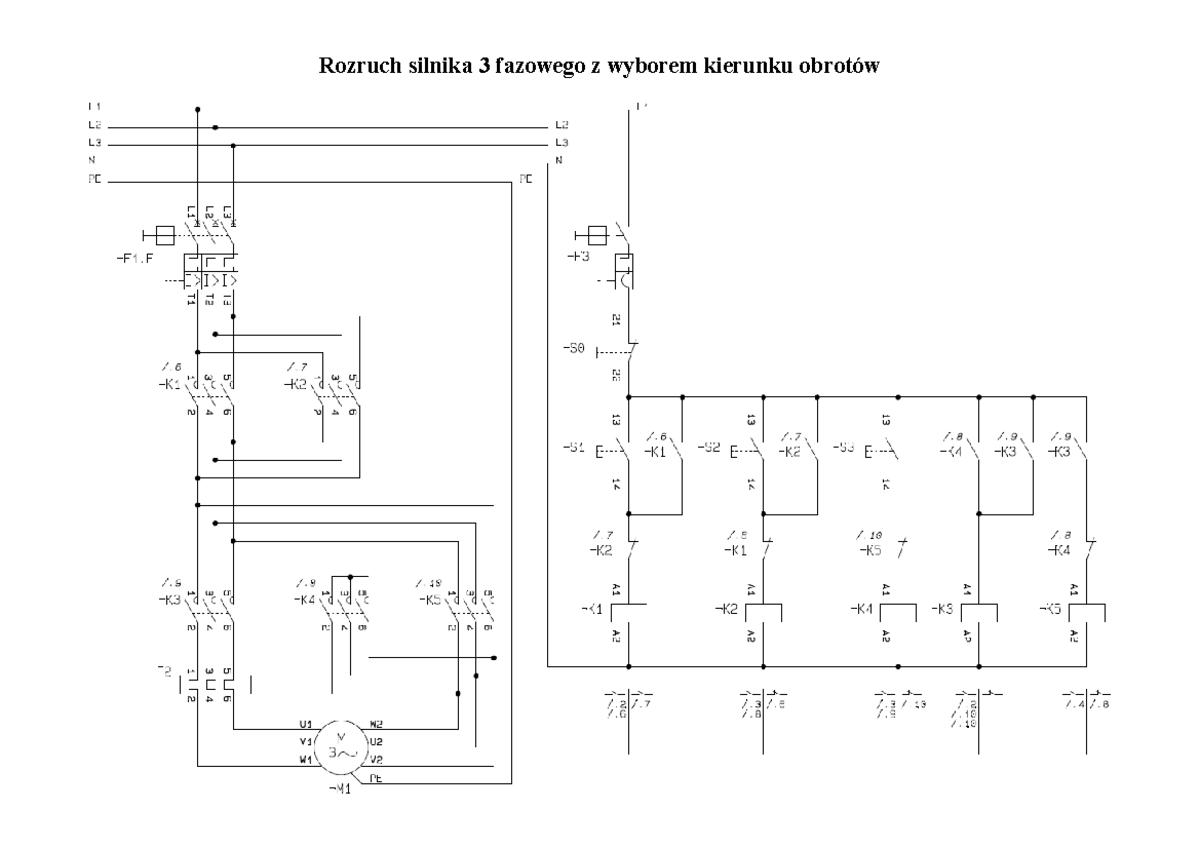 Rozruch prawo-lewo silnika 3 fazowego (5 stycznikowy) - Mechatronika ...