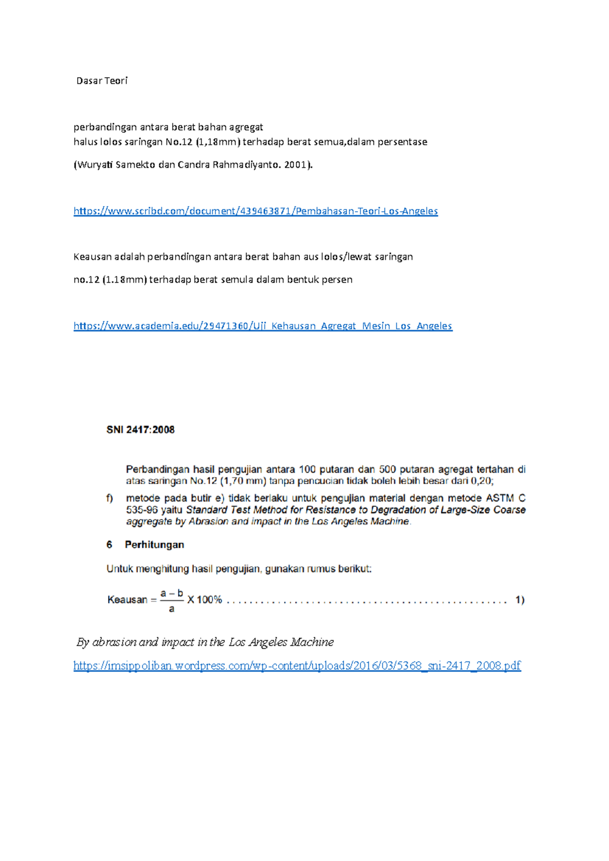 Dasar Teori & SNI - acuan sni - Dasar Teori perbandingan antara berat ...