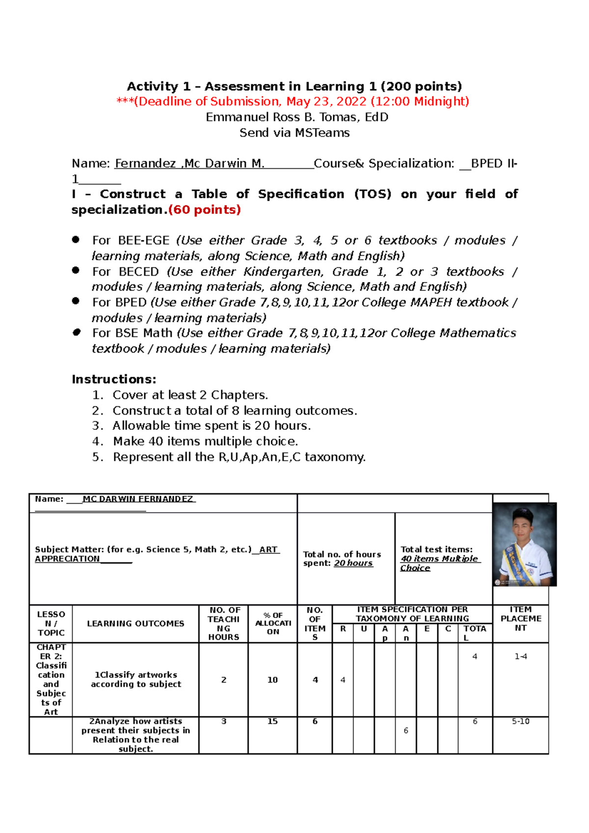 Assessment-1 - EMSI - TOS example for assessment - Activity 1 ...