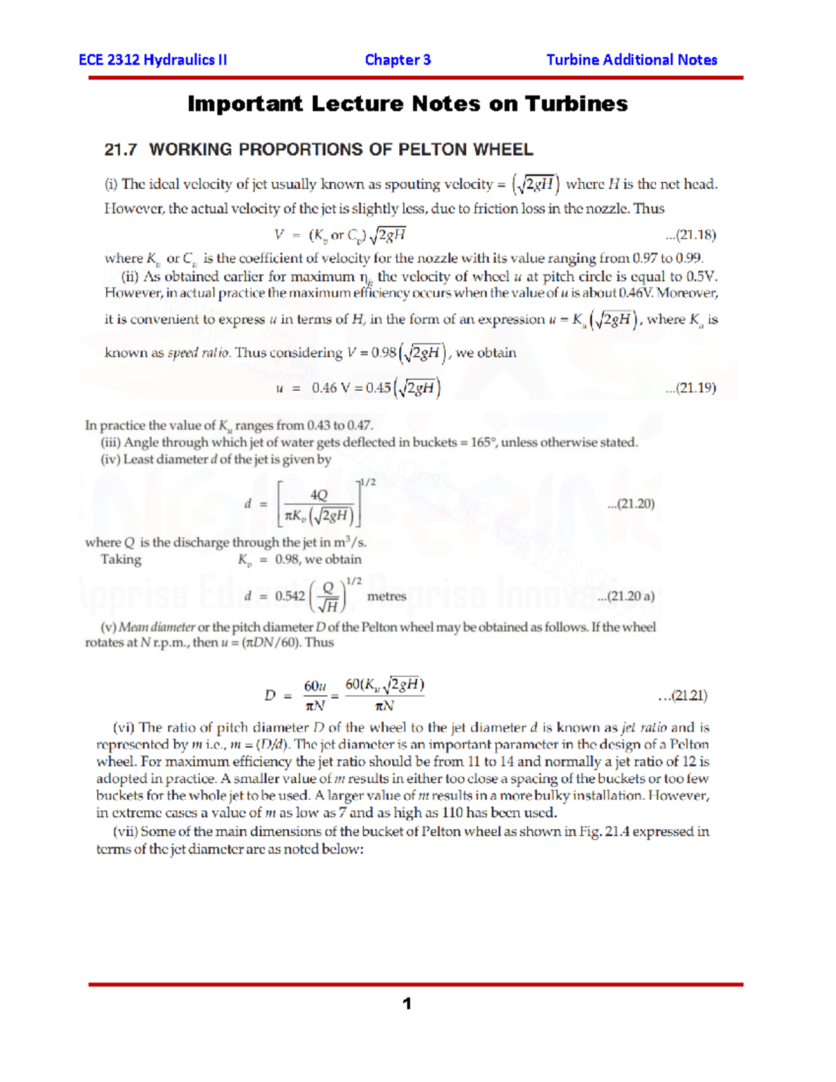 Turbines Important Lecture Notes on Turbines - Important Lecture Notes ...