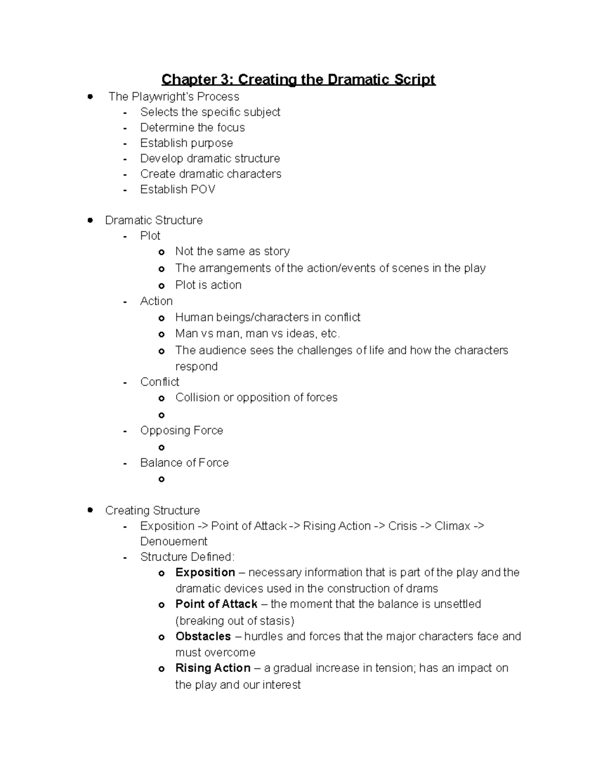 Chapter 3 and 4 - THEA 1301 - Chapter 3: Creating the Dramatic Script ...