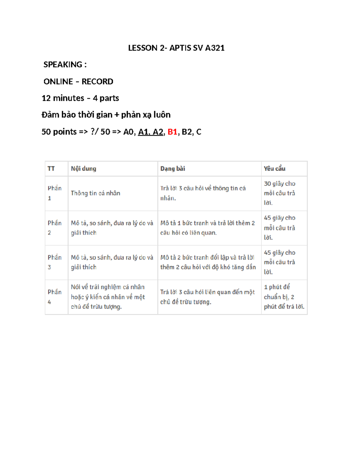 Speaking part 1 + reading - LESSON 2- APTIS SV A SPEAKING : ONLINE ...