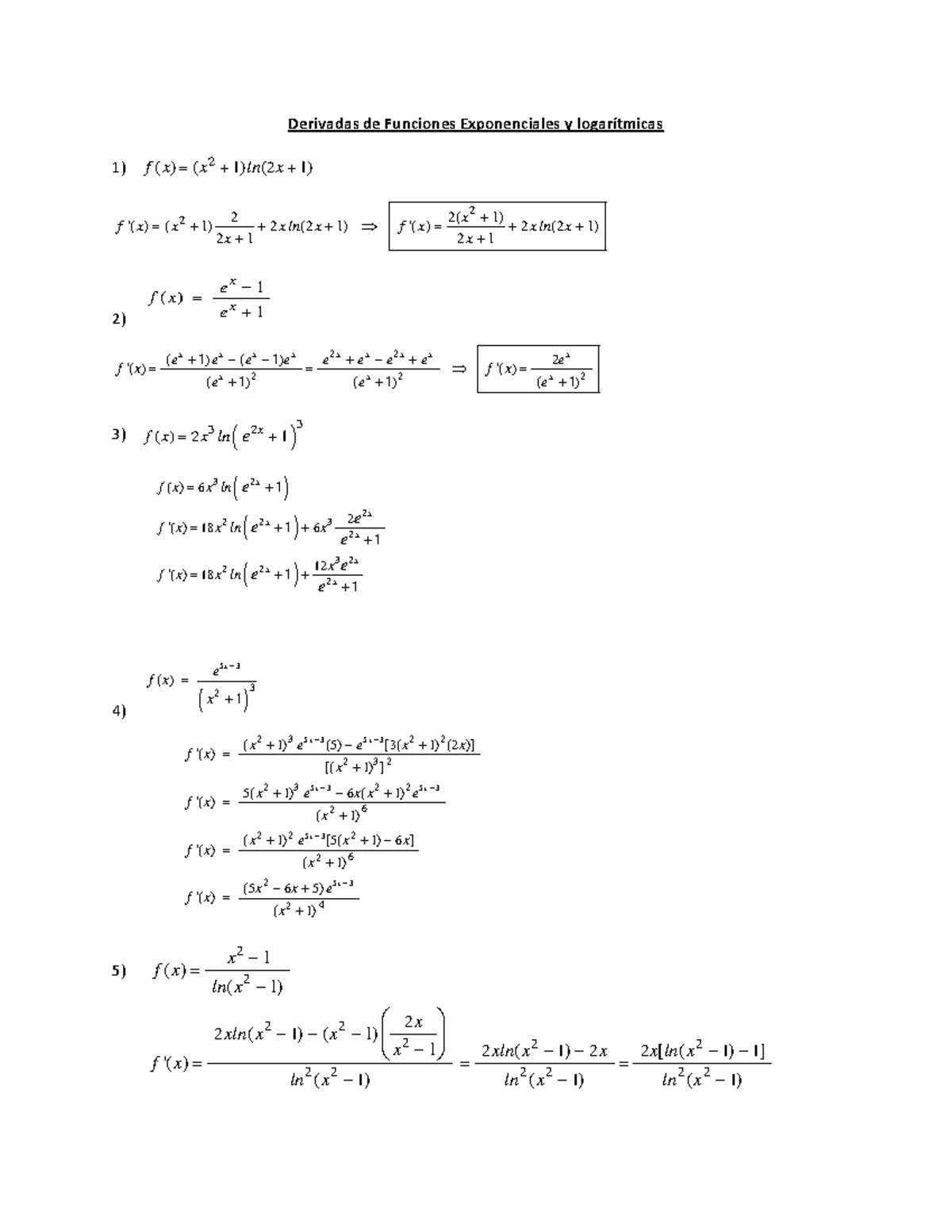 09 Derivadas de Funciones Exponenciales y logarítmicas - Derivadas de ...