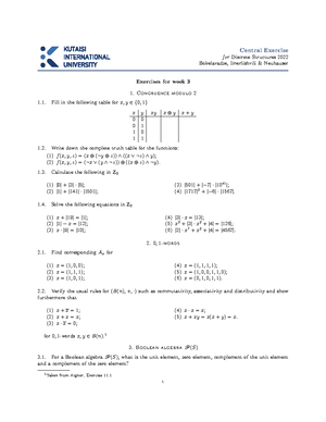 DS Contents - discrete structures - Contents Week 1 Sets Mathematical Induction More About - Studocu
