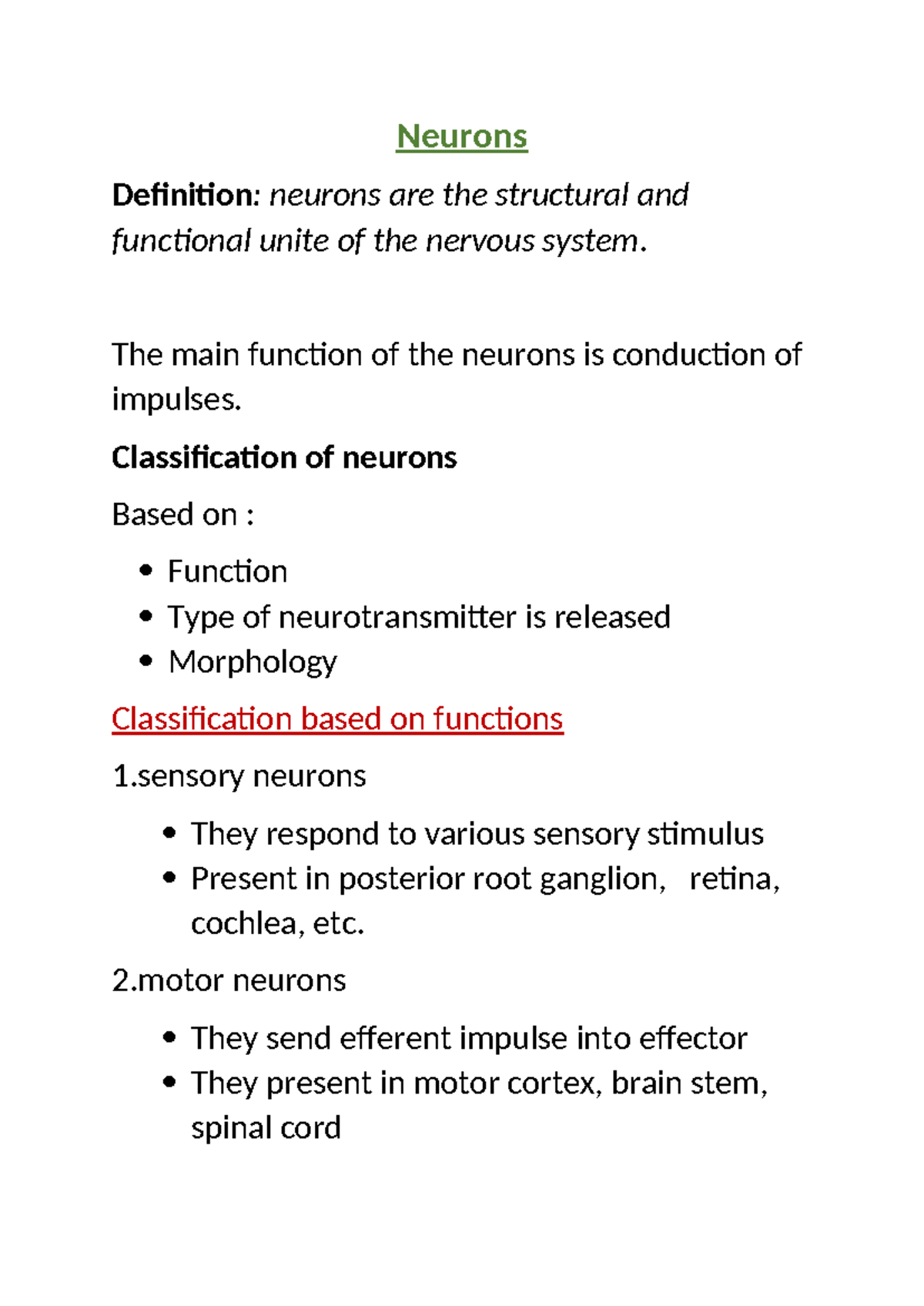 Neurons - definition and classification of neuron - Neurons Definition ...