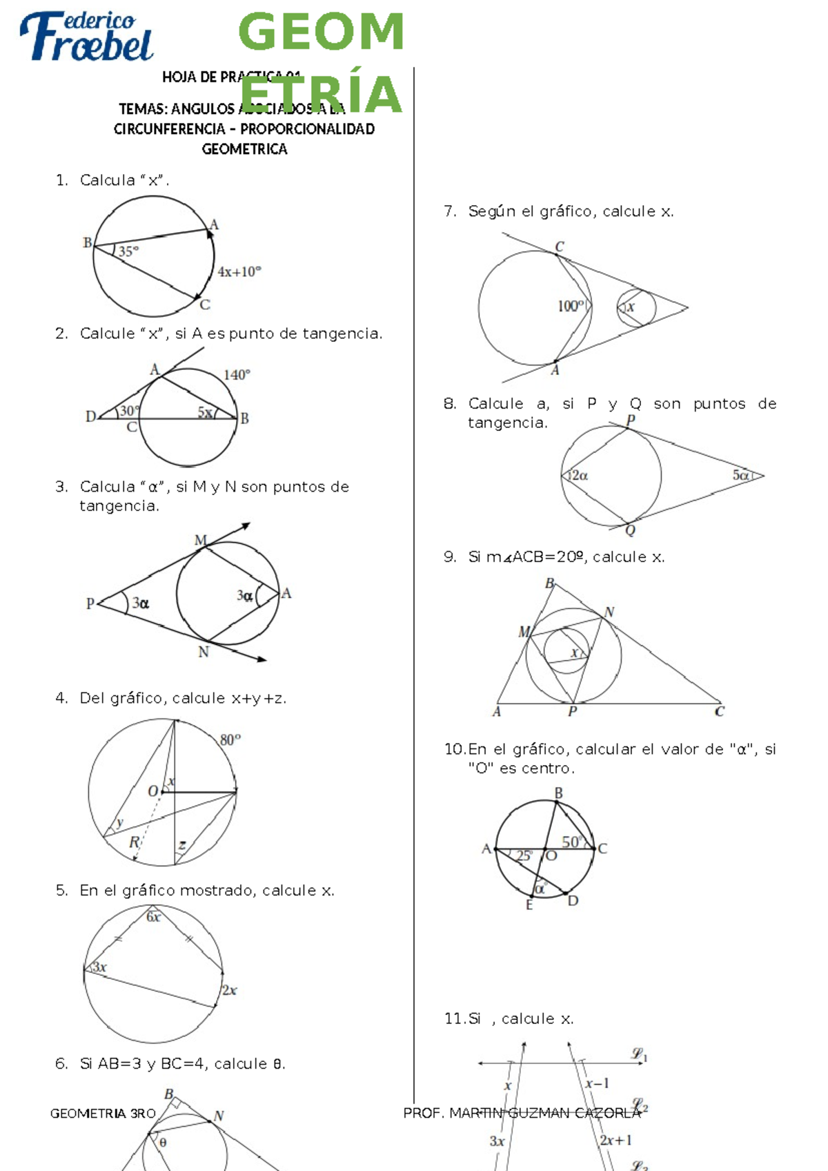 Hoja de practica 01 IIIB 3G 2024 - HOJA DE PRACTICA 01 TEMAS: ANGULOS ...