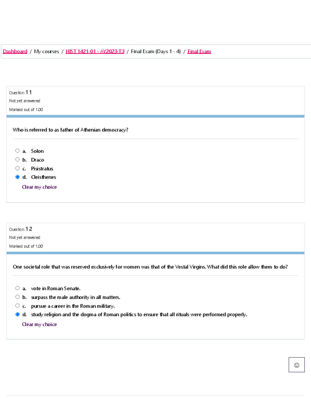 Final Exam (page 2 of 4) - (HIST 1421) - Question 11 Not yet answered ...