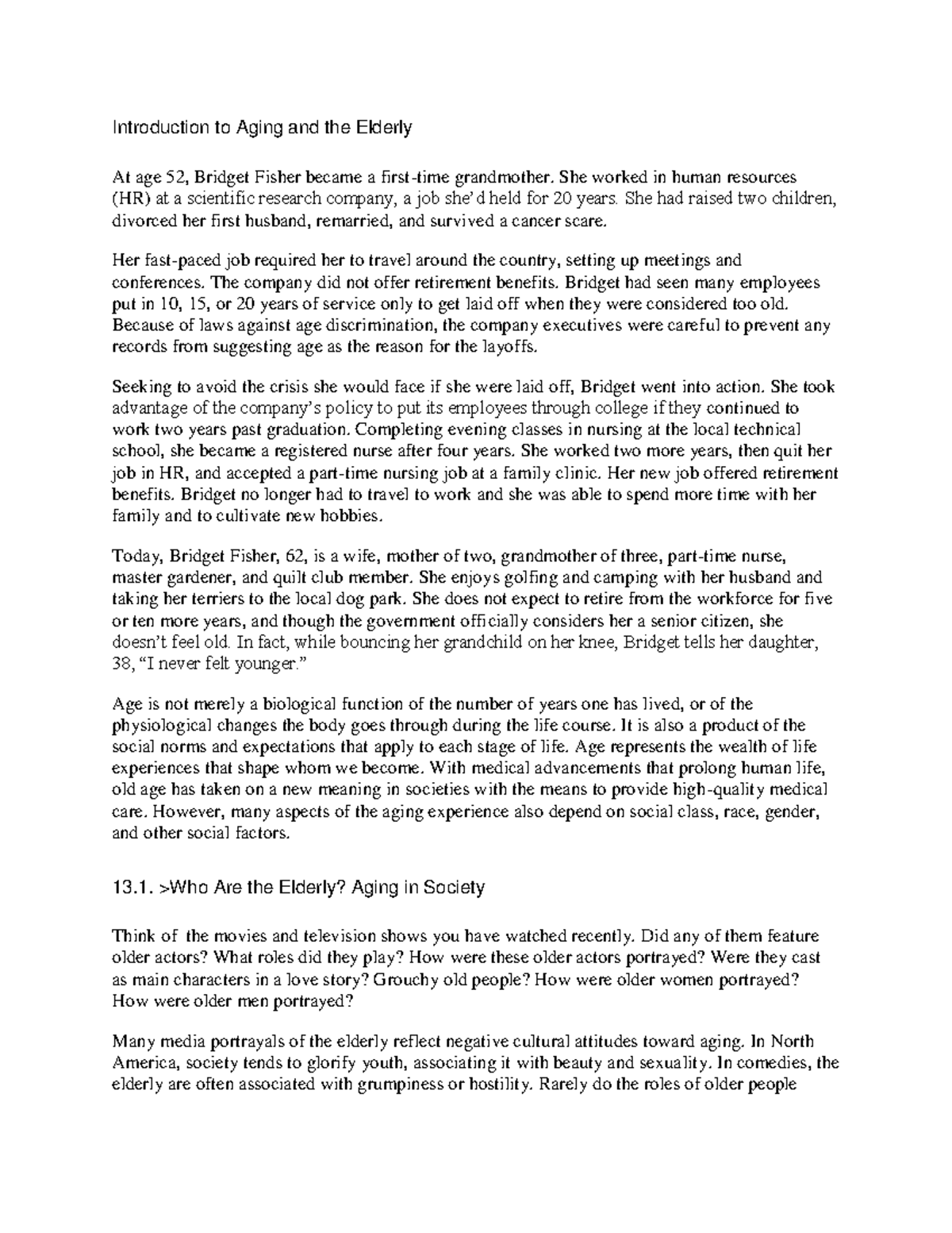 Introduction TO Sociology 2 - Introduction to Aging and the Elderly At ...