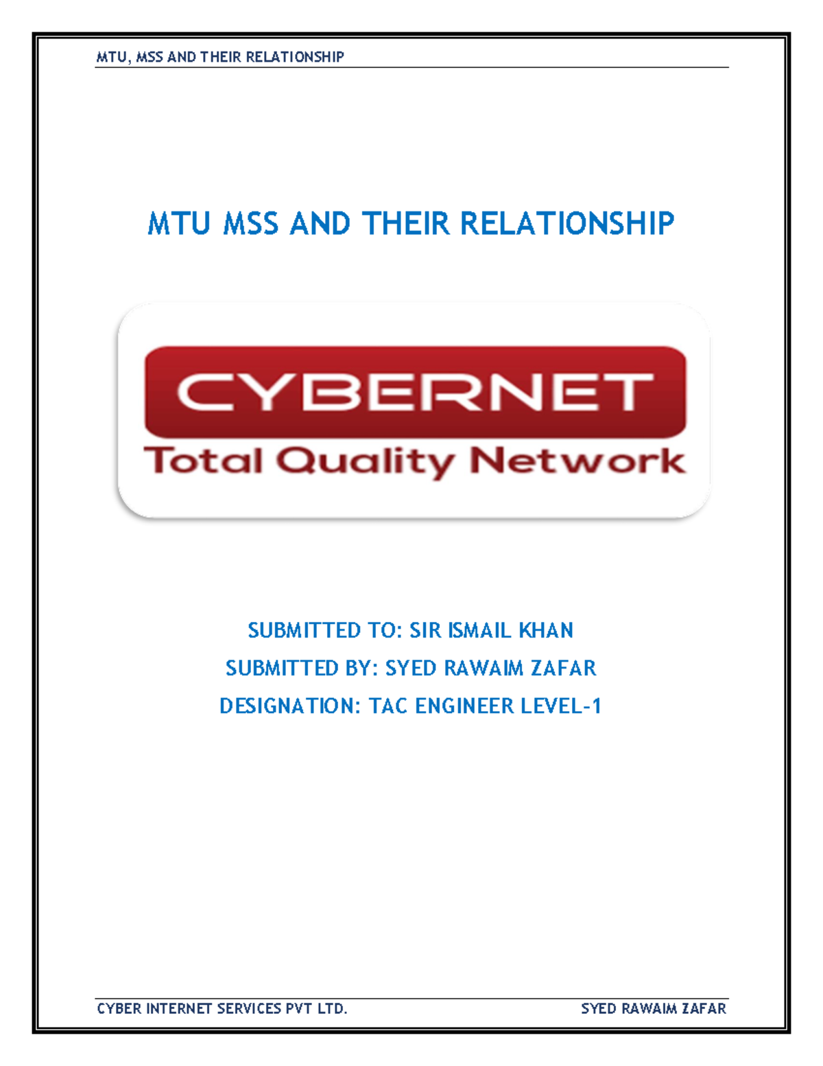 MTU & MSS With proof and descriptions - MTU MSS AND THEIR RELATIONSHIP ...