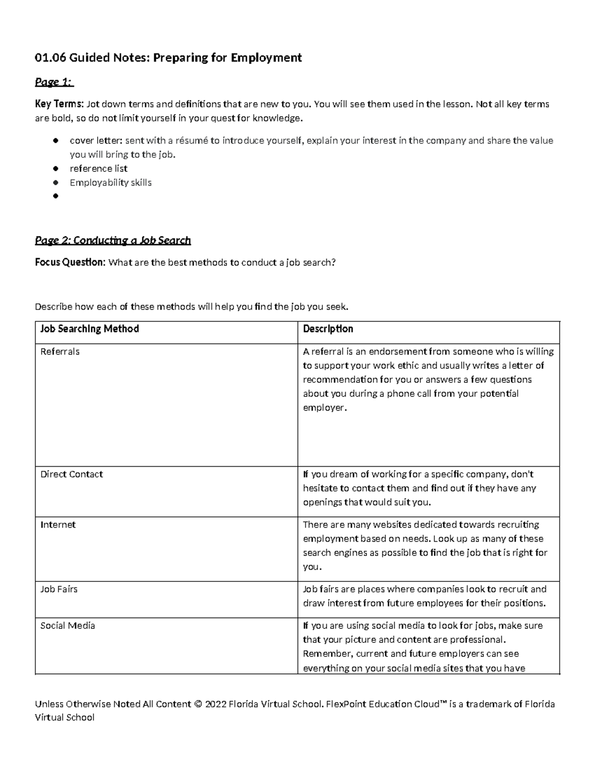 Hsf 01 06 guided notes ljp - 01 Guided Notes: Preparing for Employment ...