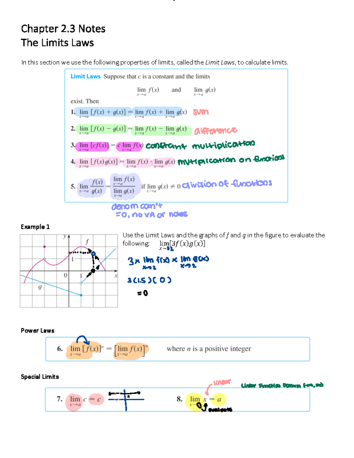 Section 2.2; Math 110; Proff, Martinez - Chapter 2. 3 Notes The Limits ...