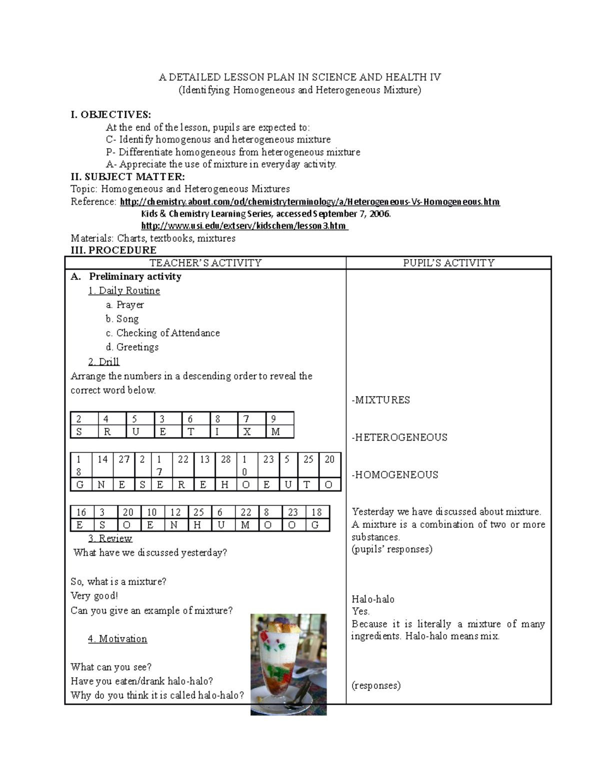 A Detailed Lesson PLAN IN Science AND HE - A DETAILED LESSON PLAN IN ...