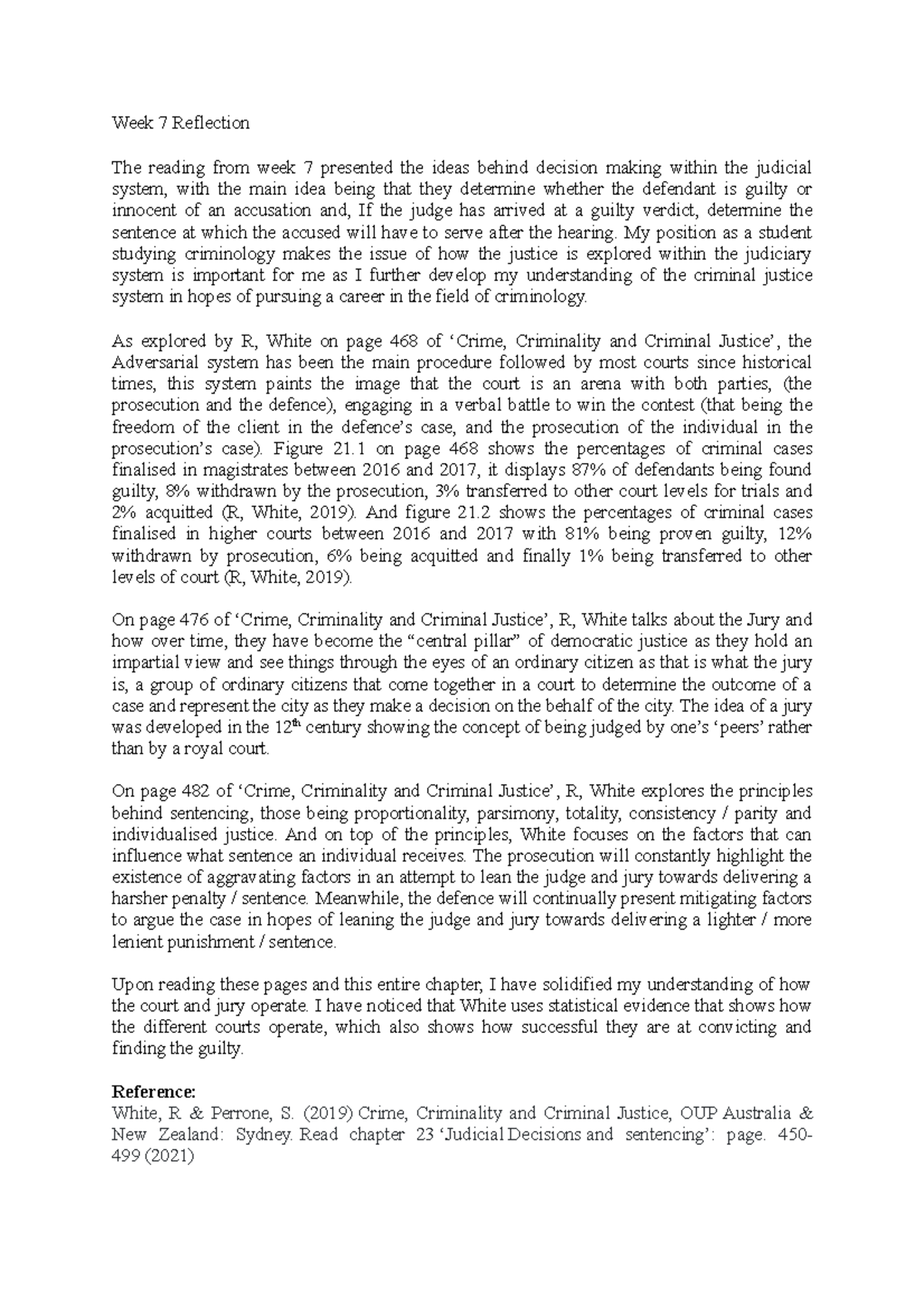 Week 7 Reflection sheet - Week 7 Reflection The reading from week 7 ...