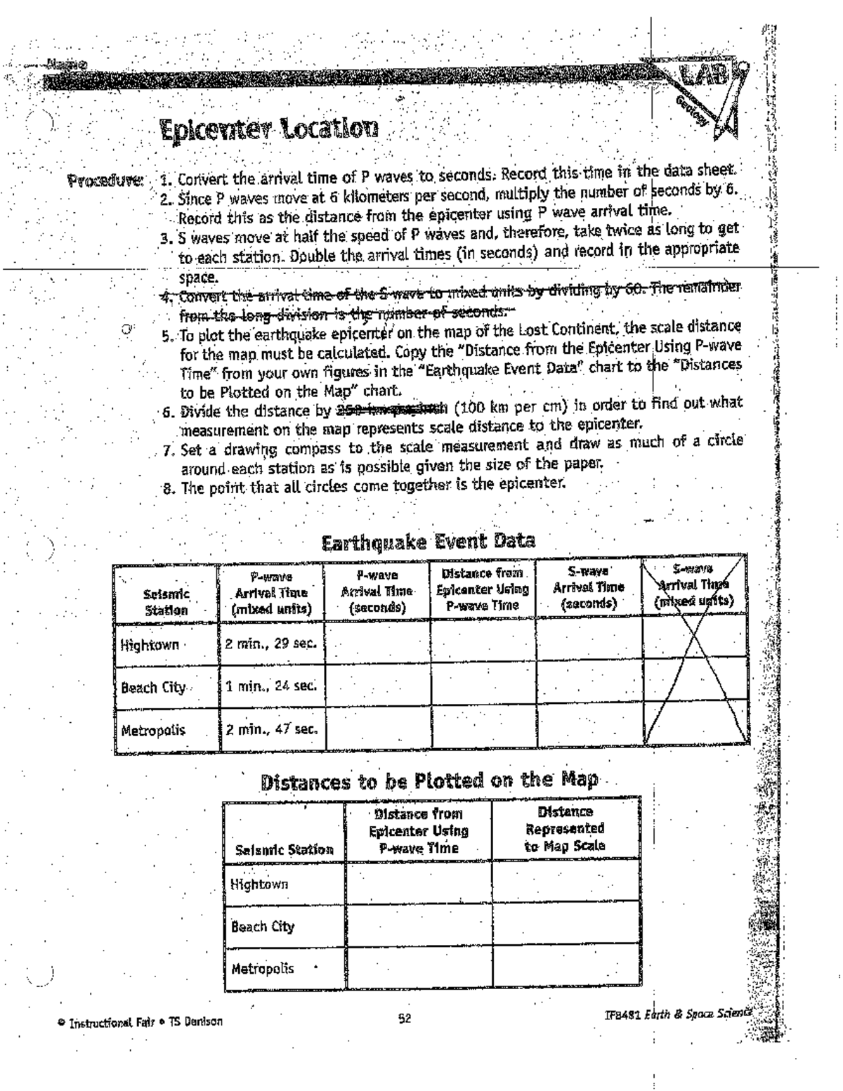 Epicenter Location worksheet - blank - GEOG 2010 - Studocu