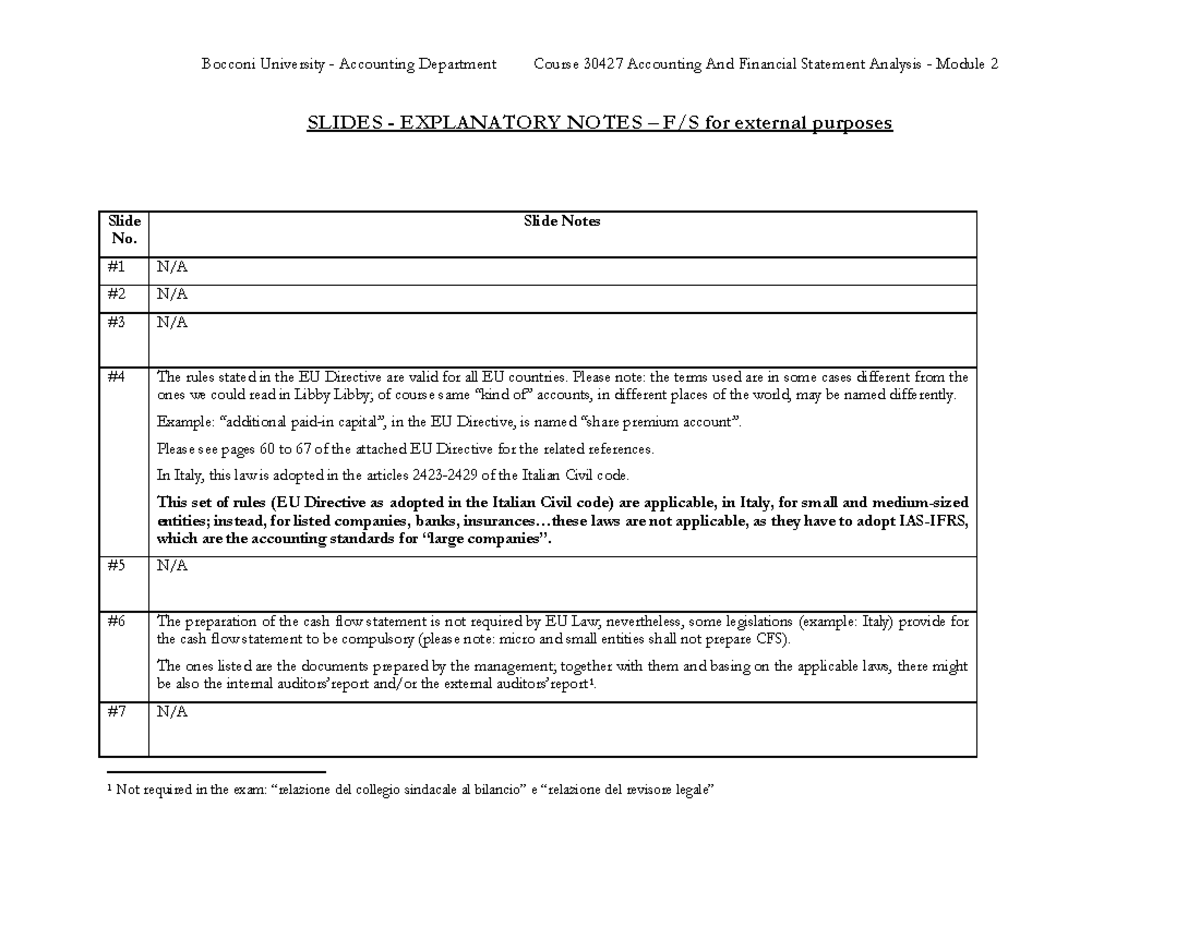 10 FS presentation explanatory notes - Bocconi University - Accounting ...