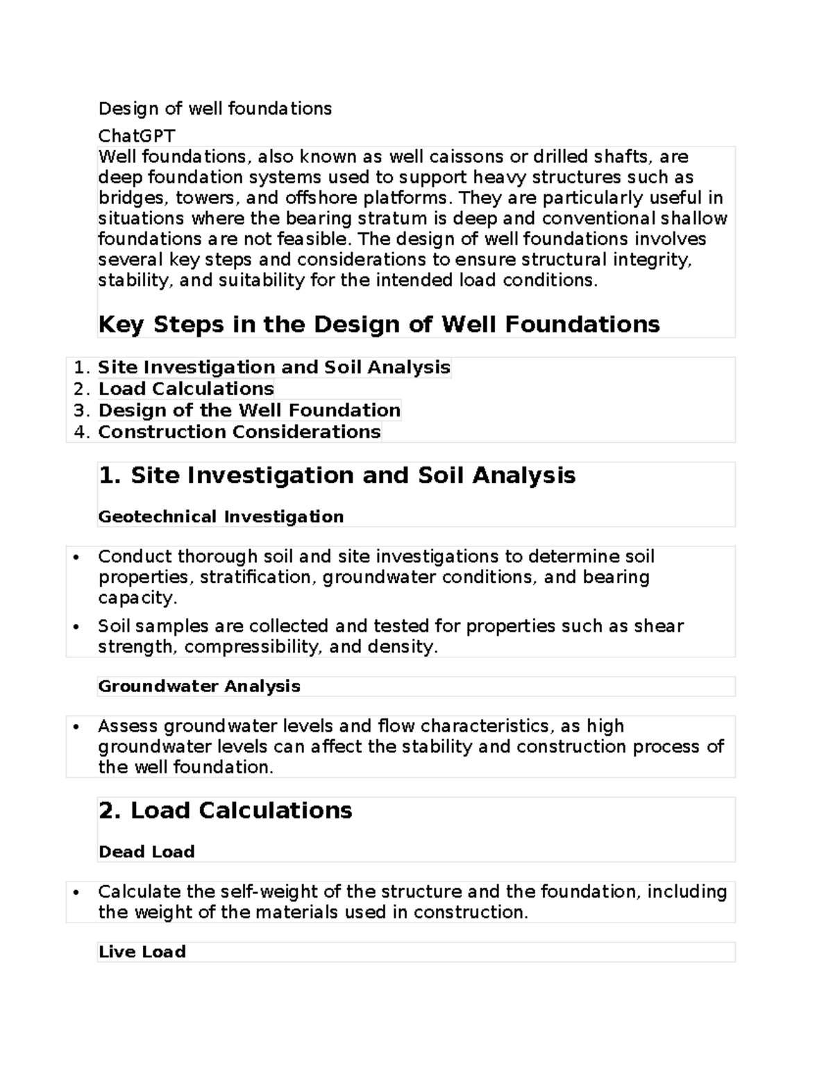 Design of well foundations - Design of well foundations ChatGPT Well ...