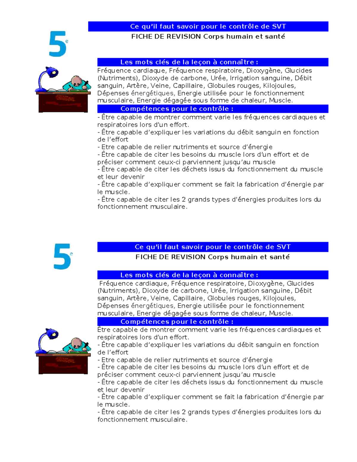Fiche revision SVT - Svt - Ce qu’il faut savoir pour le contrôle de SVT ...