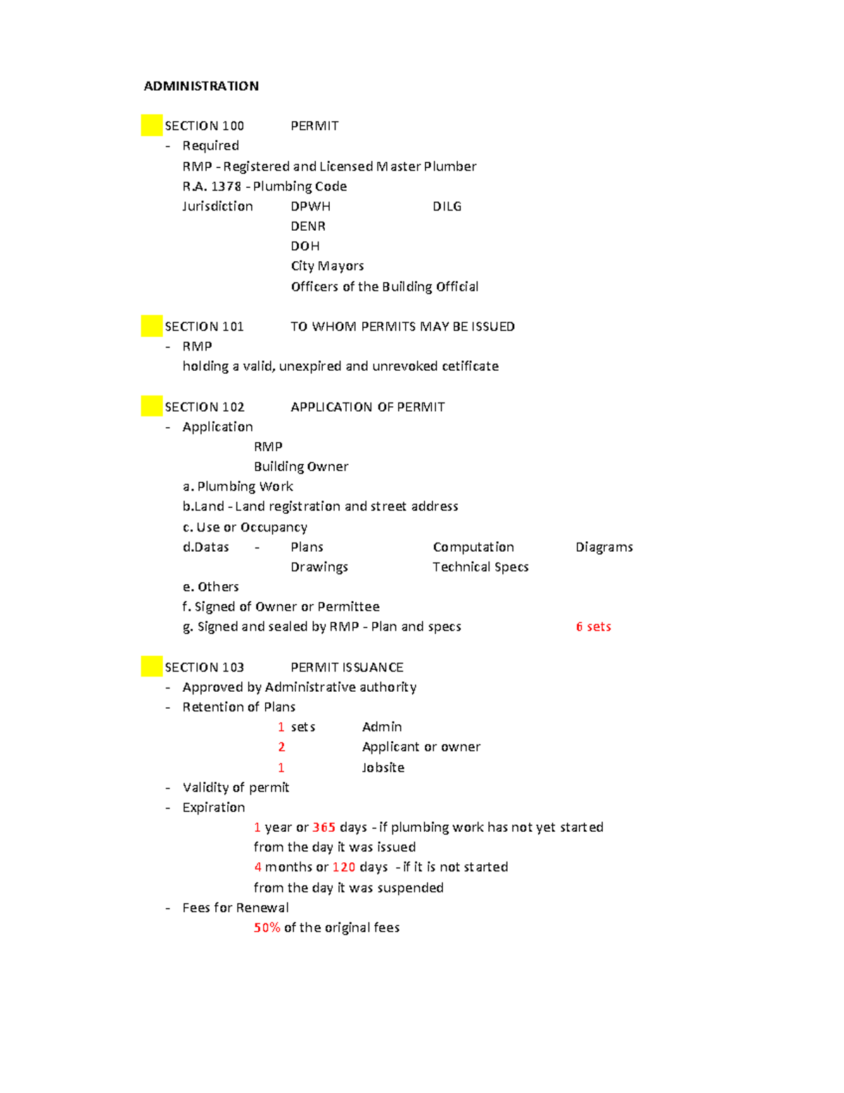 NPCP- Chapter-1 - Master Plumber Reviewer - ADMINISTRATION SECTION 100 ...